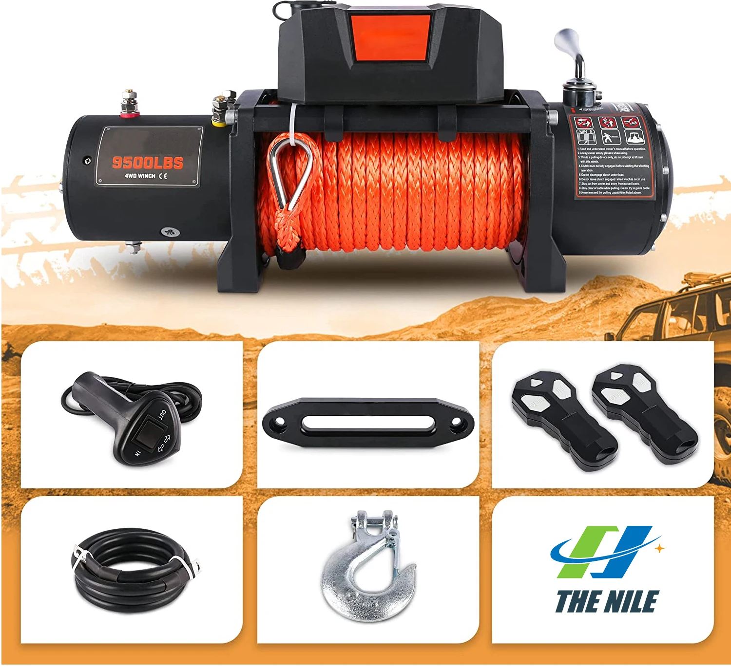 12V Portable Winch - Heavy Duty Electric Hoist Power