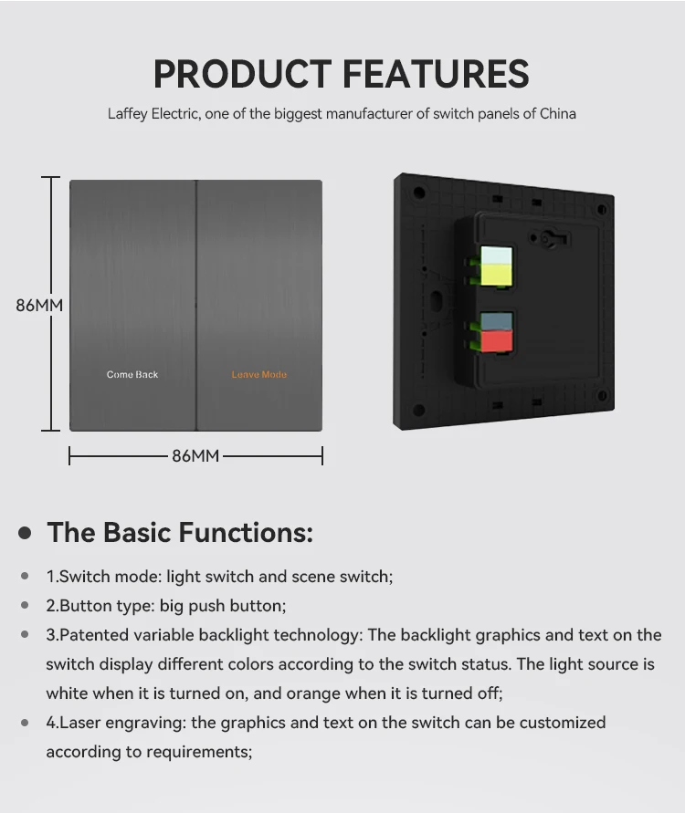 Luxury Electrical Power Push Button Four Gang Two Way Pressure KNX Wall ...