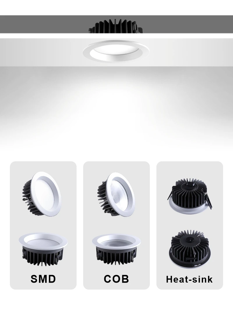 Modern COB LED Downlight Ceiling Recessed 9W to 40W LED Lights Aluminum ...