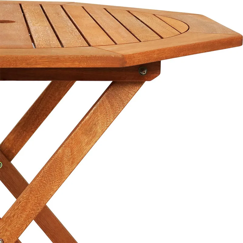 Meranti Wood Octagon Outdoor Folding Patio Table - Teak Oil Finish