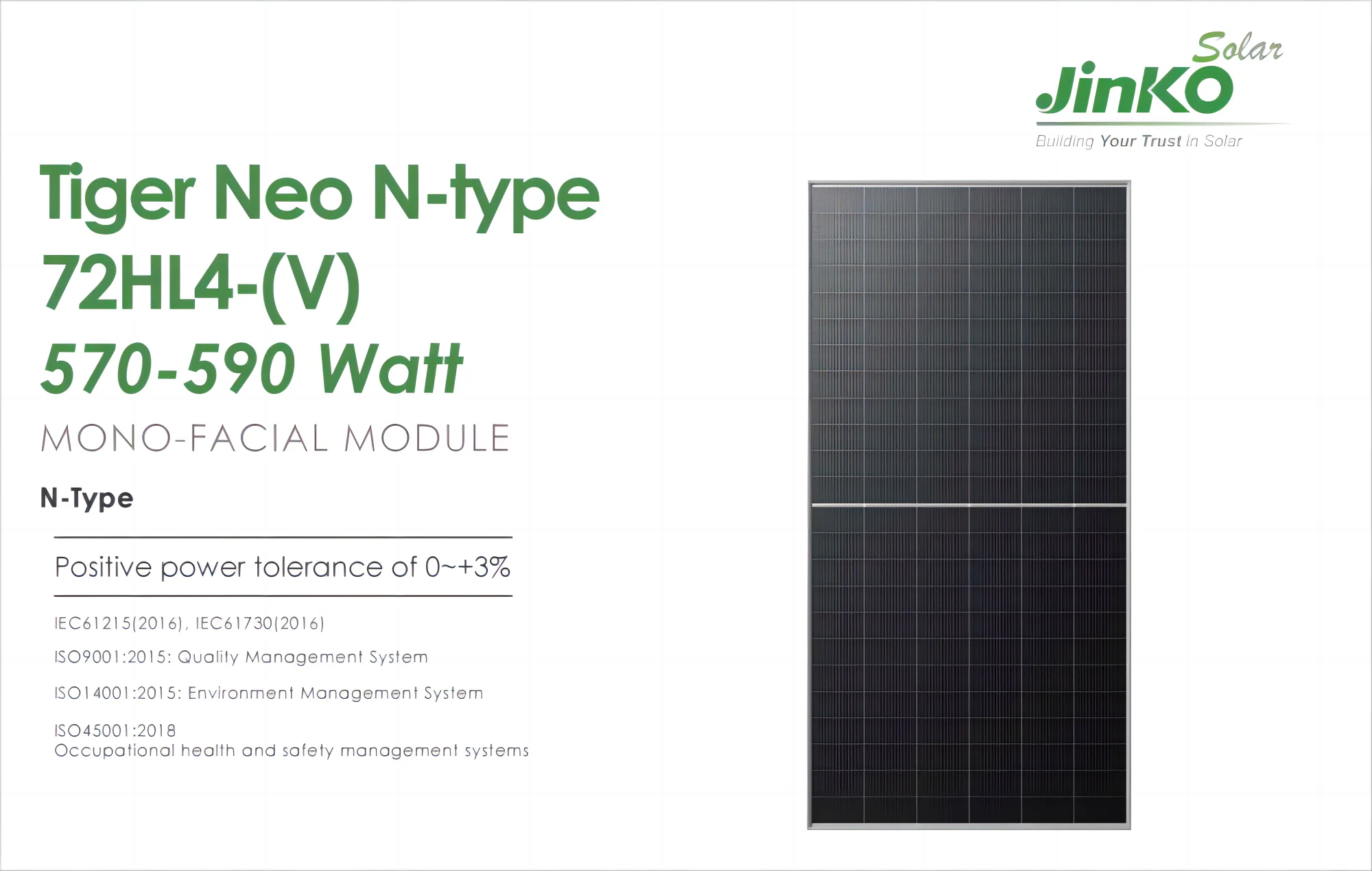Jinko Tiger Neo N Type Solar Panels 570w 580w 590w High Power Mono ...