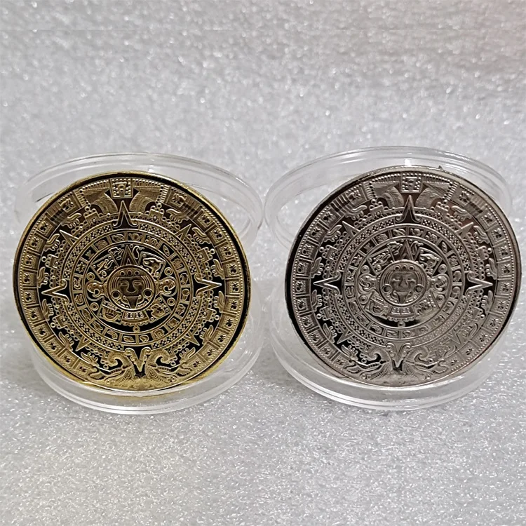 Mayan Commemorative Pyramid Sundial Gold Silver Coins