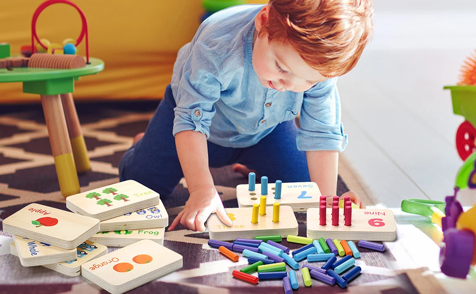 Wooden Counting Peg Board Math Manipulatives Number Counting Toys For ...