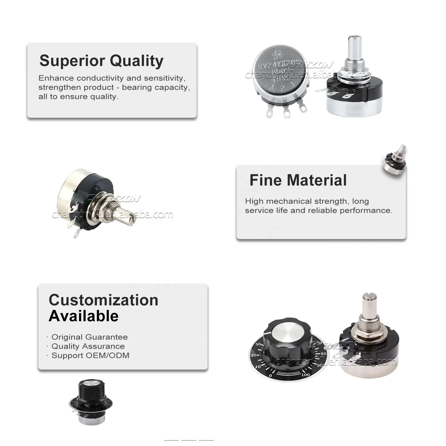 RV24YN Single Turn Carbon Film Rotary Potentiometer B102 B202 B502 B103 ...