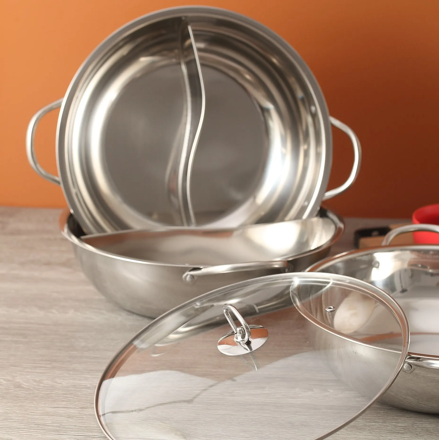 Stainless Steel 201 Two Compartment Hotpot Flavor Induction Cooker ...