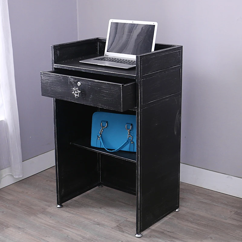 Customized Vintage Container Style Reception Desk with Drawer Metal bar ...