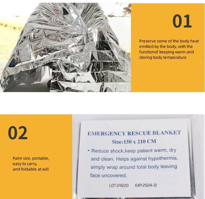 Safe Emergency Thermal Blankets Space Survival Kit Camping Blanket for ...