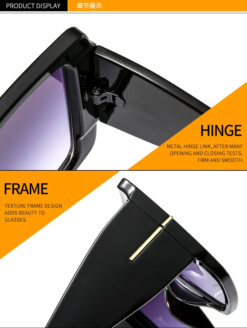 Mejores 9100 Big Square Frame Fashion Sunglasses Plastic Wide Legs Sun ...