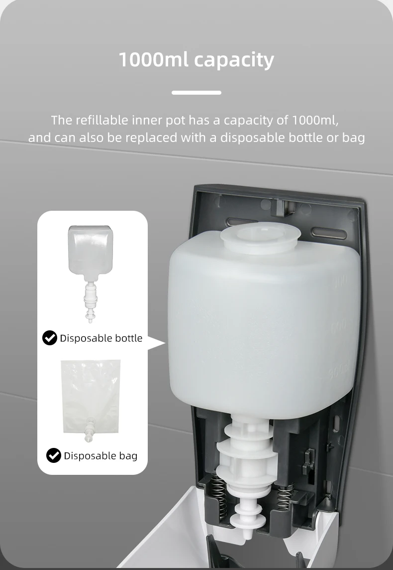 Adjustable Dose Hospital ABS Plastic Bathroom Soap Dispenser