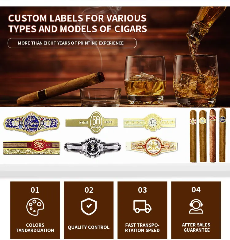 Custom Types Cigar Bands Label Sticker Sheet Printing Embossed Lebel ...