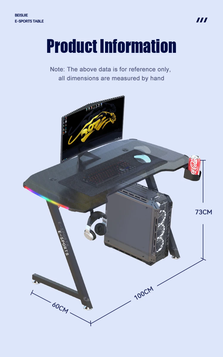 Modern Custom Gaming Table With Rgb Led Lights Computer Desk Gaming ...