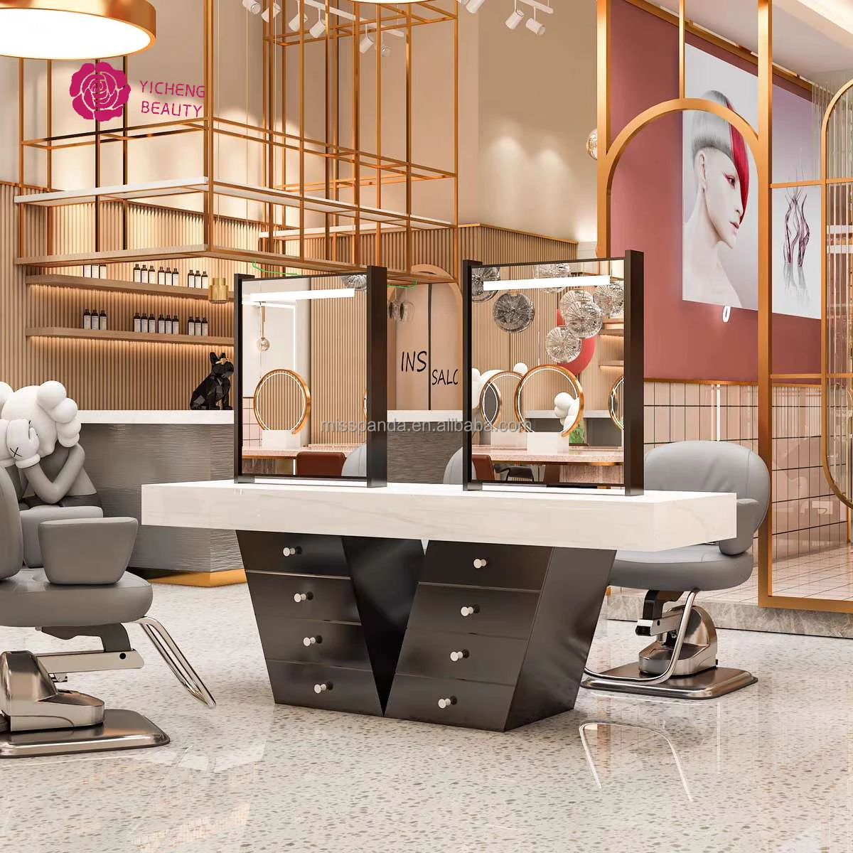 Yicheng Beauty Factory Hair Salon Mirror Table Special Net Red ...