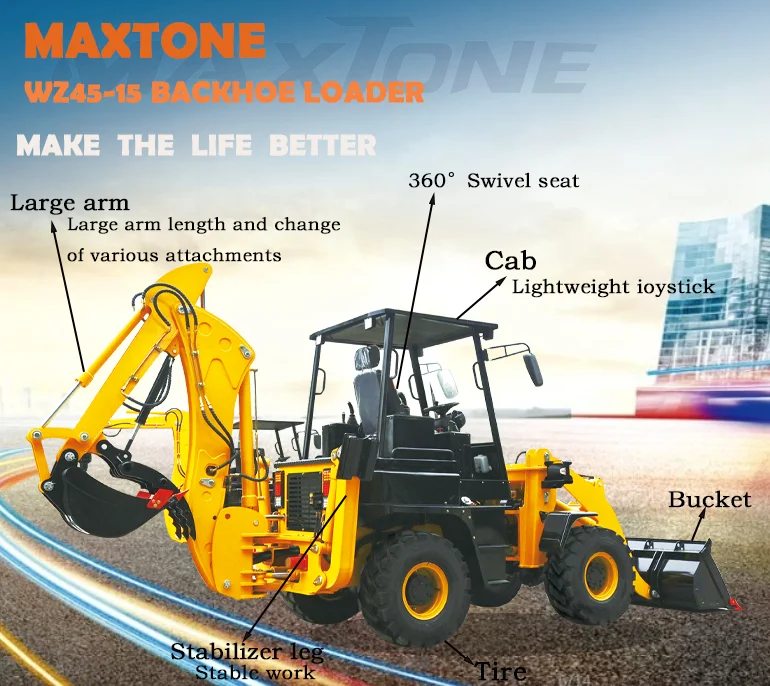 Multifunctional Telescopic Boom Towable Backhoe and Bulldozer Small ...