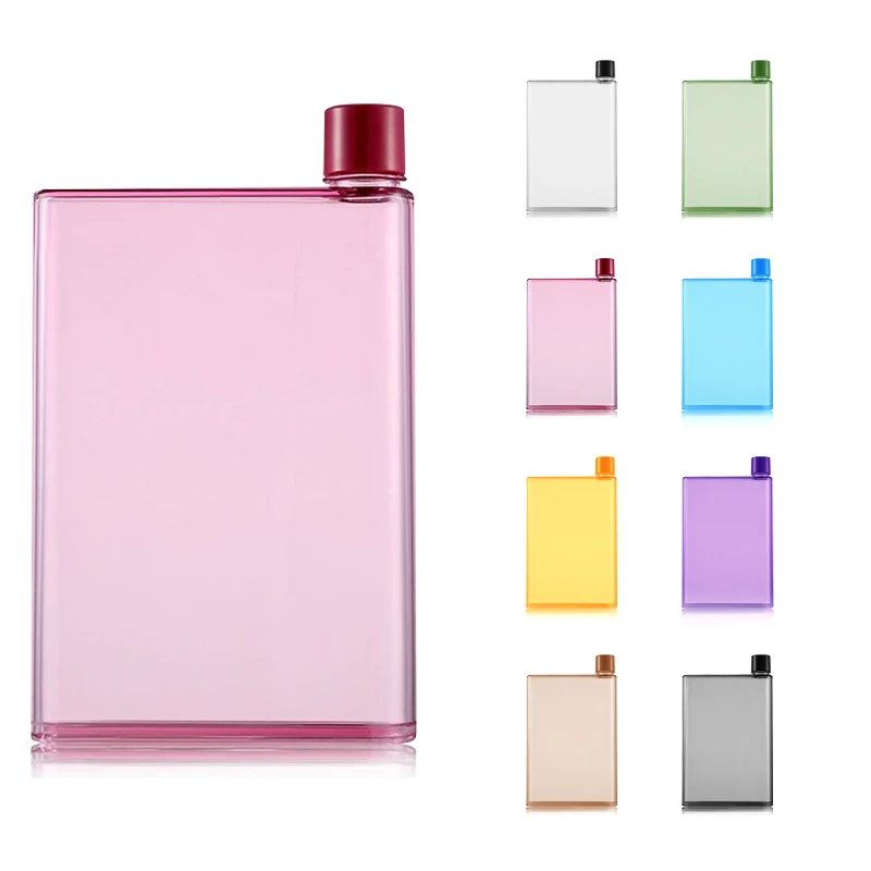 A5 flat square water bottle 420ml plastic notebook shape water bottles ...