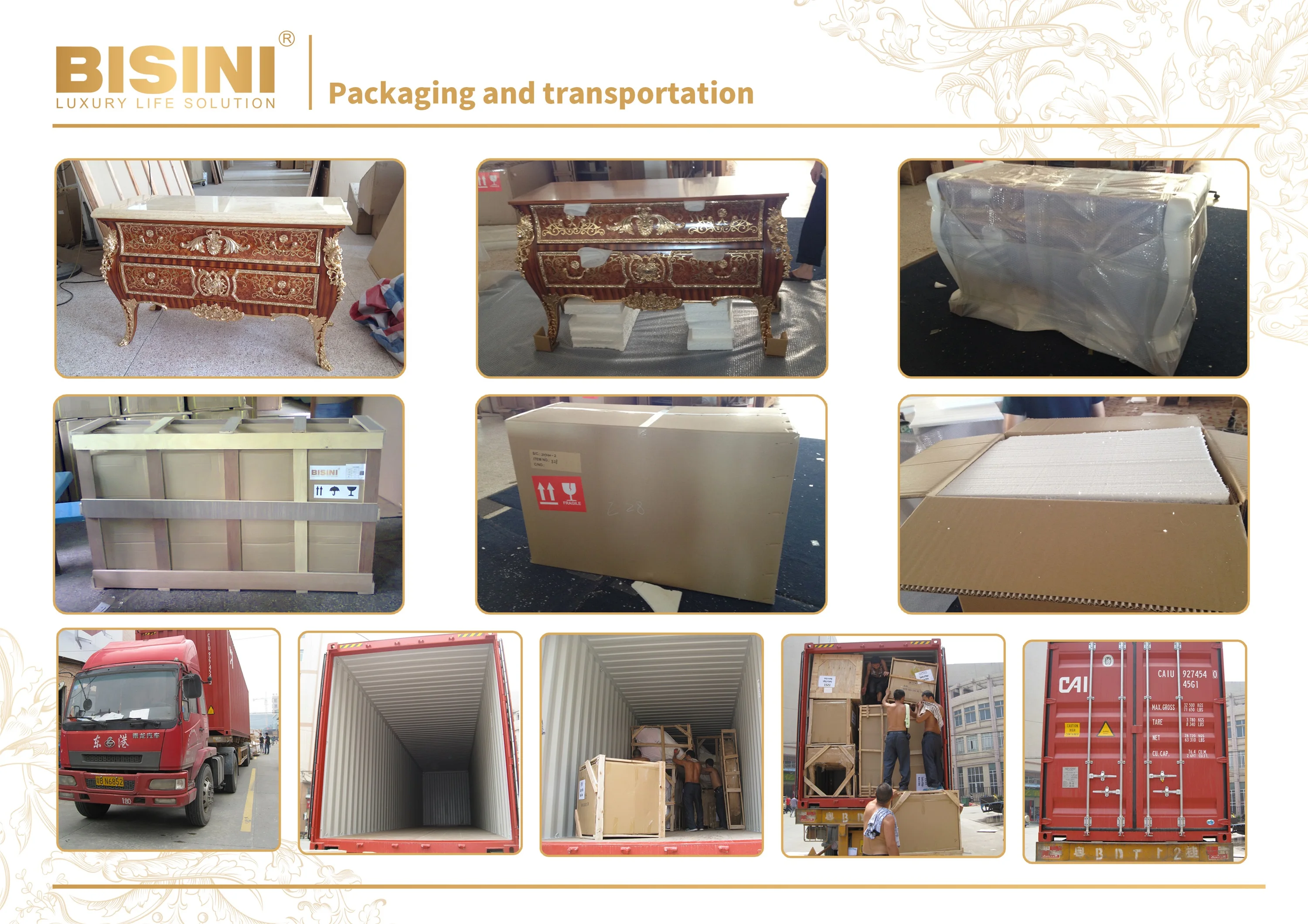 Impressive Golden Glazed 6-door Wardrobe Luxurious Bedroom Furniture ...