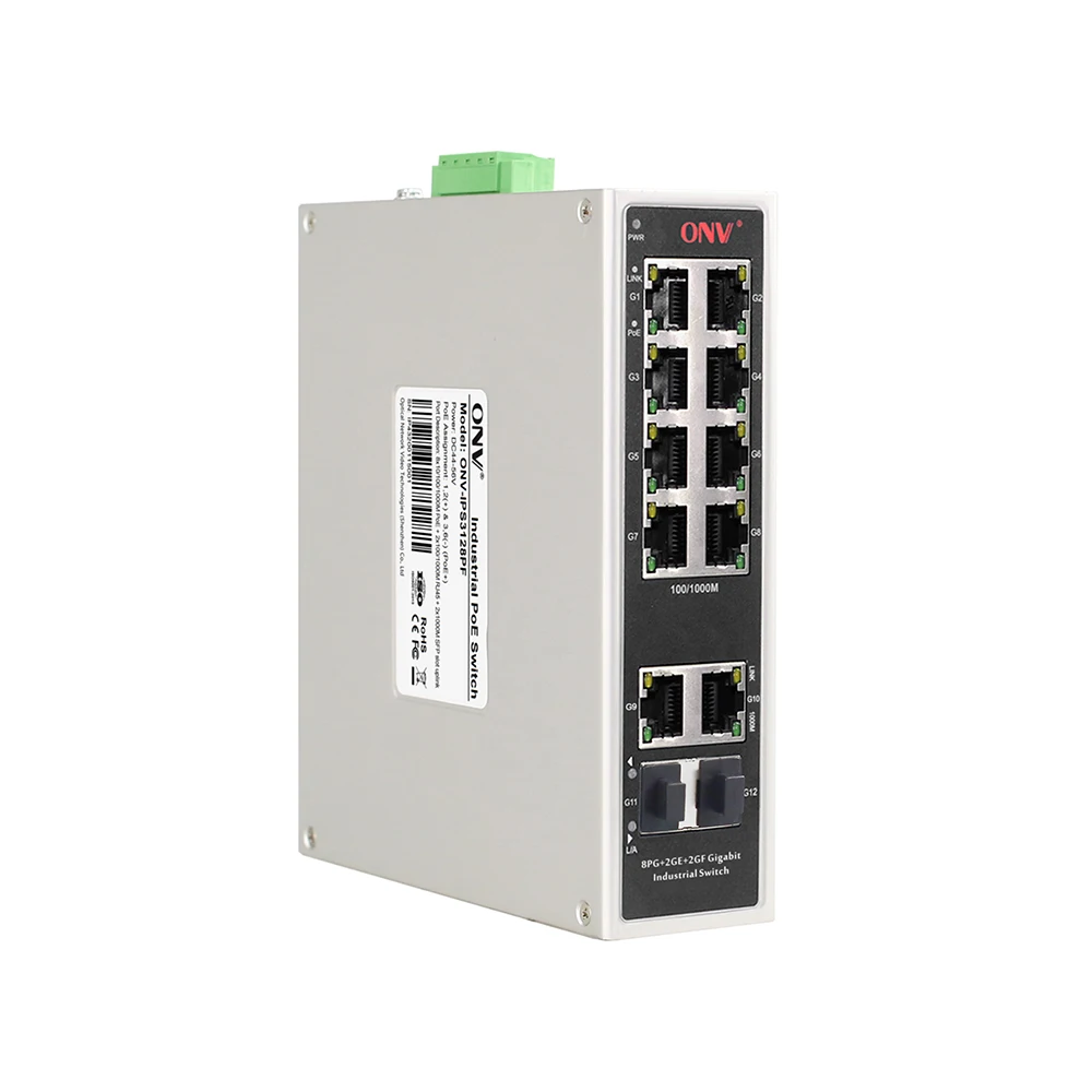 High Performance Industrial 12-port Full Gigabit Industrial Poe Fiber ...