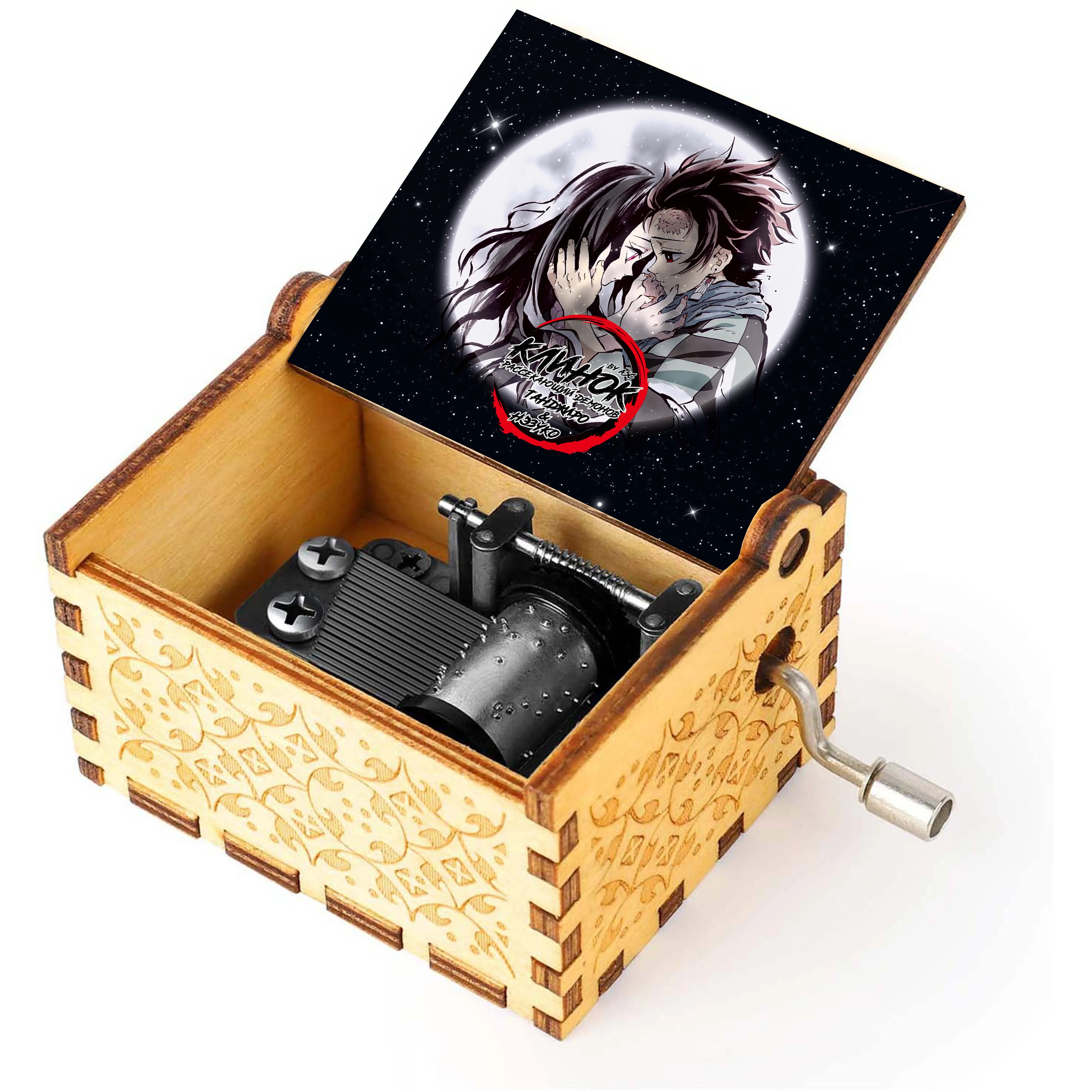 42 Designs Melody Hand Crank Laser Engraved Anime Demon Slayer Wooden ...