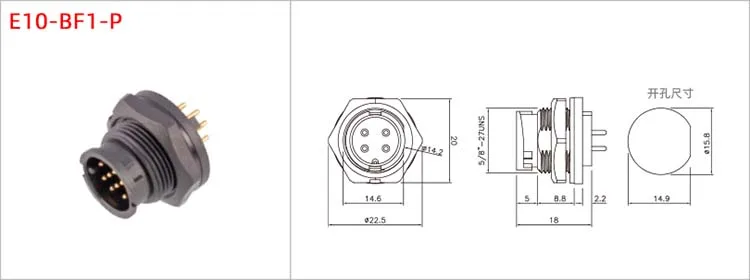 M10 Round Socket Connector Panel Mount Bulkhead Charge 2 3 4 5 6 7 8 ...