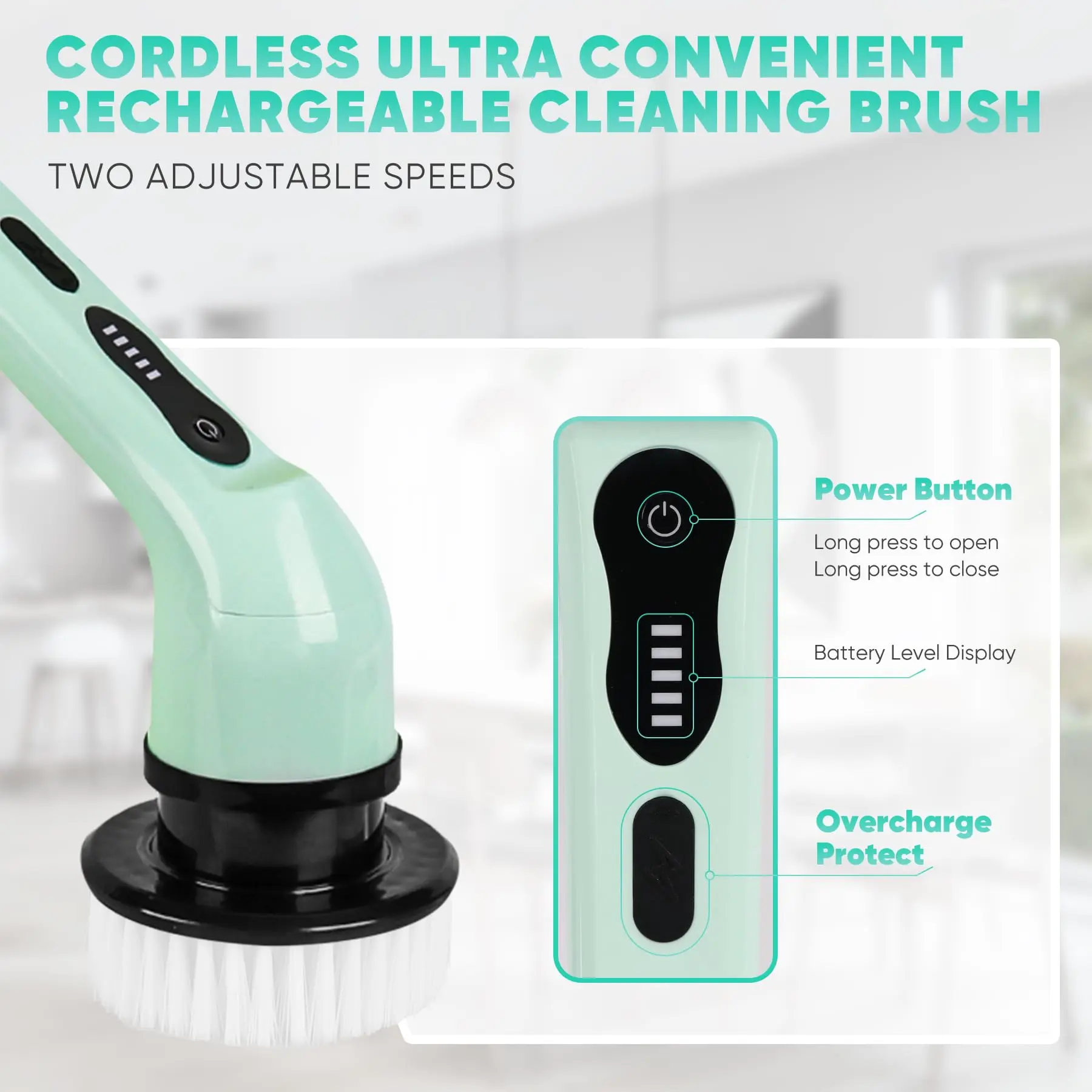 Multi-functional Home Usb 8 In 1 Electric Spin Scrubber Cordless ...