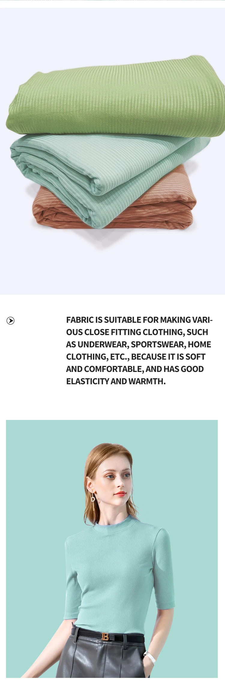 90% Rayon 10% Spandex 3x3 Ribbed Cut Artificial Cotton Frame Flat ...