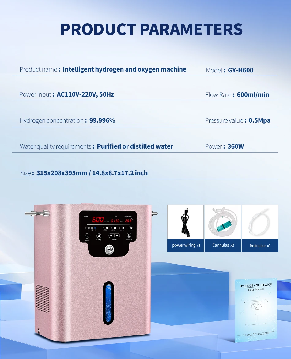 Portable Hydrogen Gas Inhalation 600ml Hydrogen Water Generator Maker ...