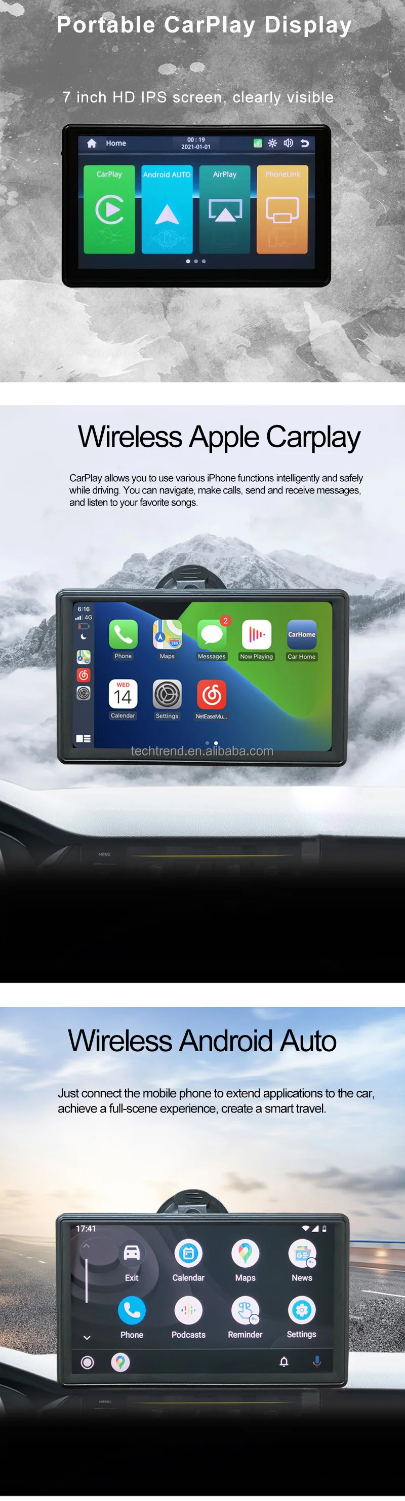 Universal Carplay Display For Car Truck Van Lorry Motor Bike Scooter ...