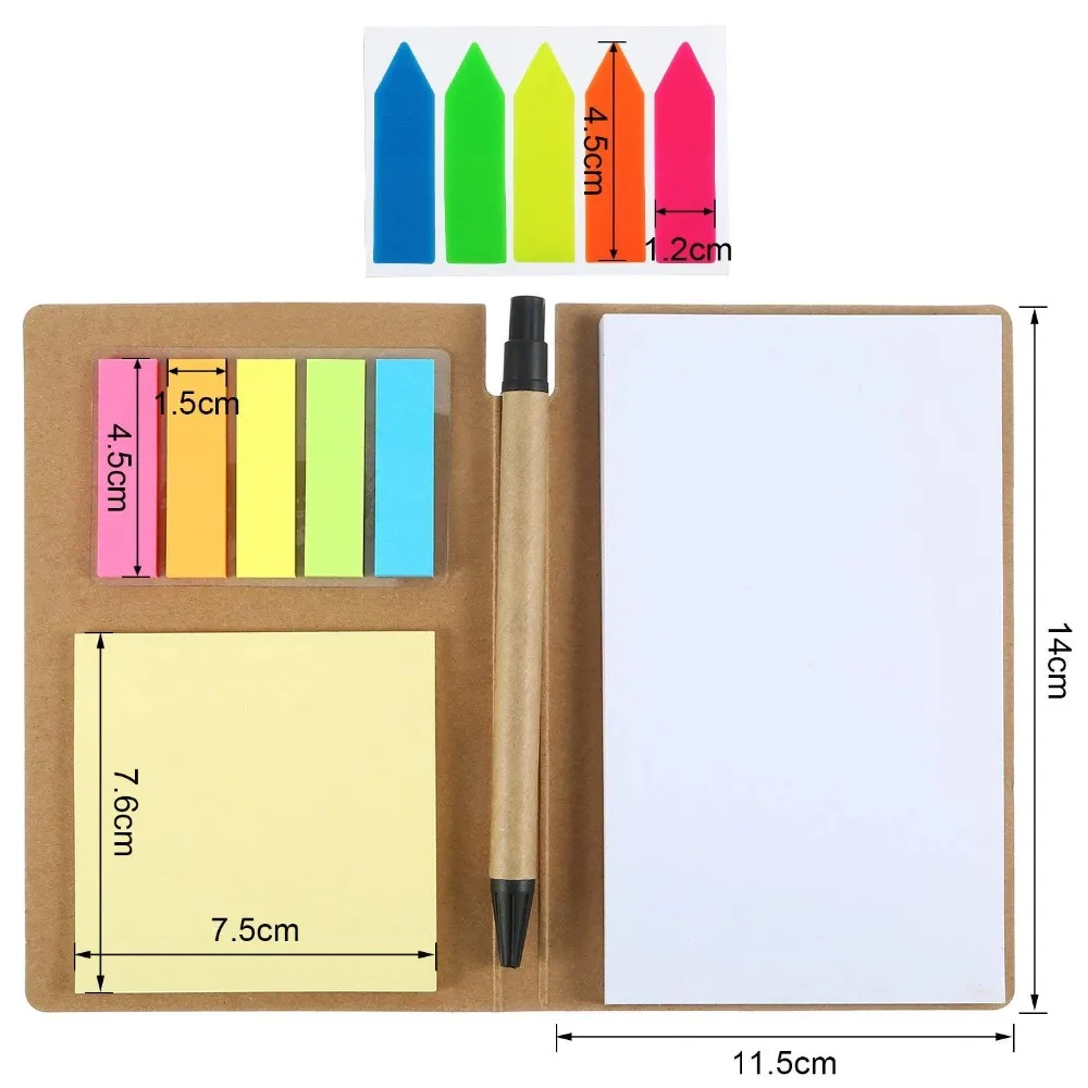 Promotional Memo Sticky Notes Flag Kraft Notebook Personalized Notepads ...