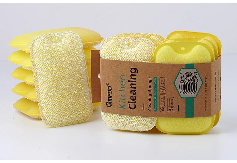 Square Colorful Silk Double Sided Sponge Wipe Kitchen Dishwashing ...