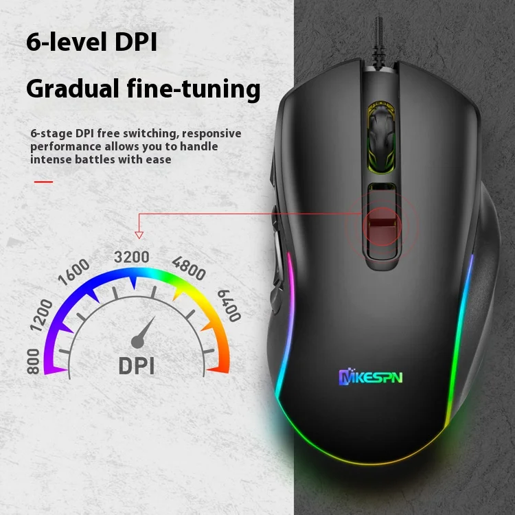 MKESPN X9 Wired Gaming Mouse - 10 Button RGB Macro Definition