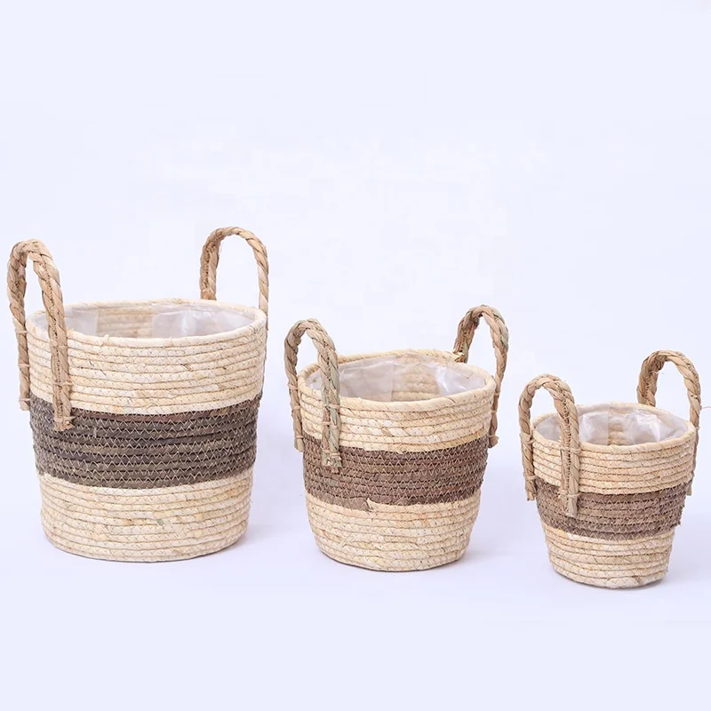 Nordic Style Handmade Basket Straw Hamper Baskets Wholesale With Handle ...