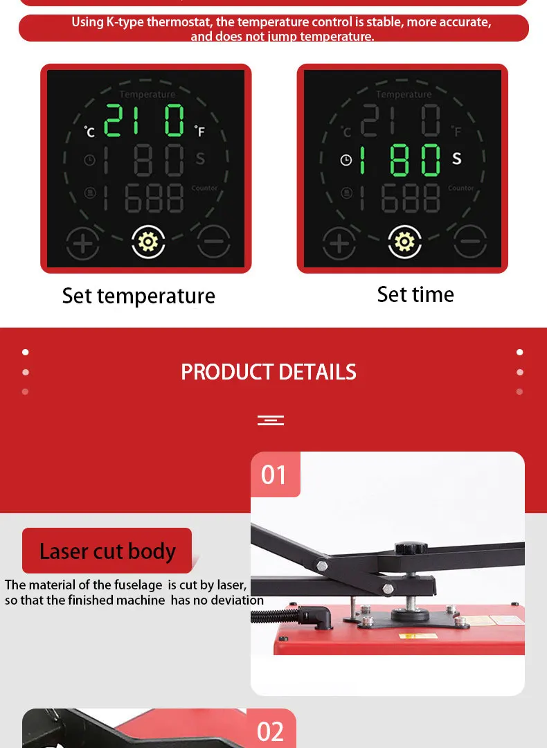 Factory Direct 38x38cm Drawer Type High Pressure Red Transfer Heat ...