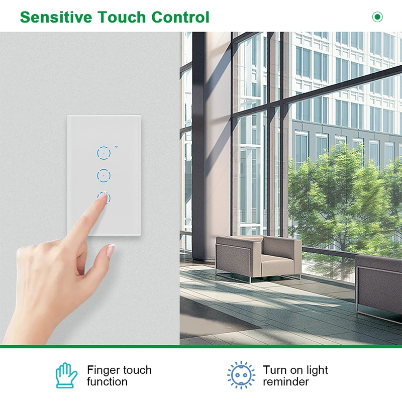 3gang Smart Wifi Wall Switch - Zigbee Control & Touch Panel