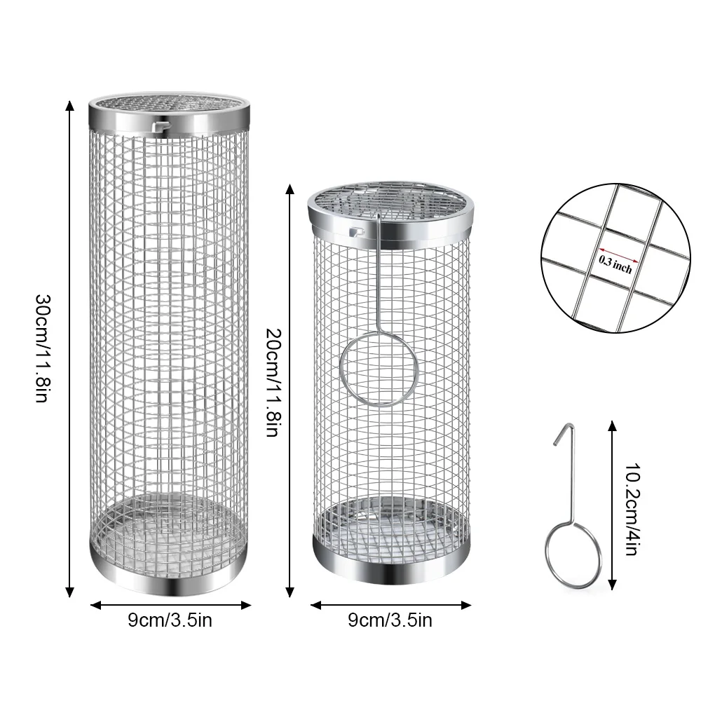 Rayshine New Outdoor Round Stainless Steel Barbecue Cage Net Tube ...