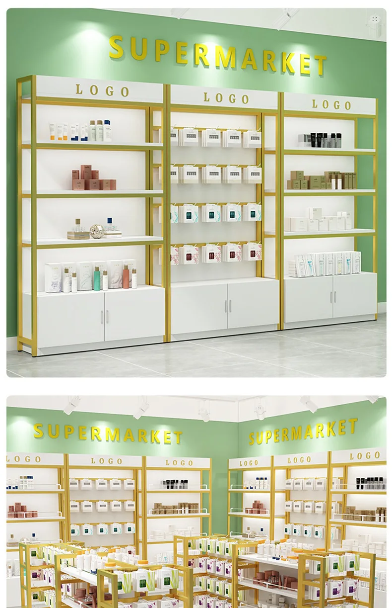 Miniso Style Wooden Supermarket Display Rack Gondola Display Stand ...