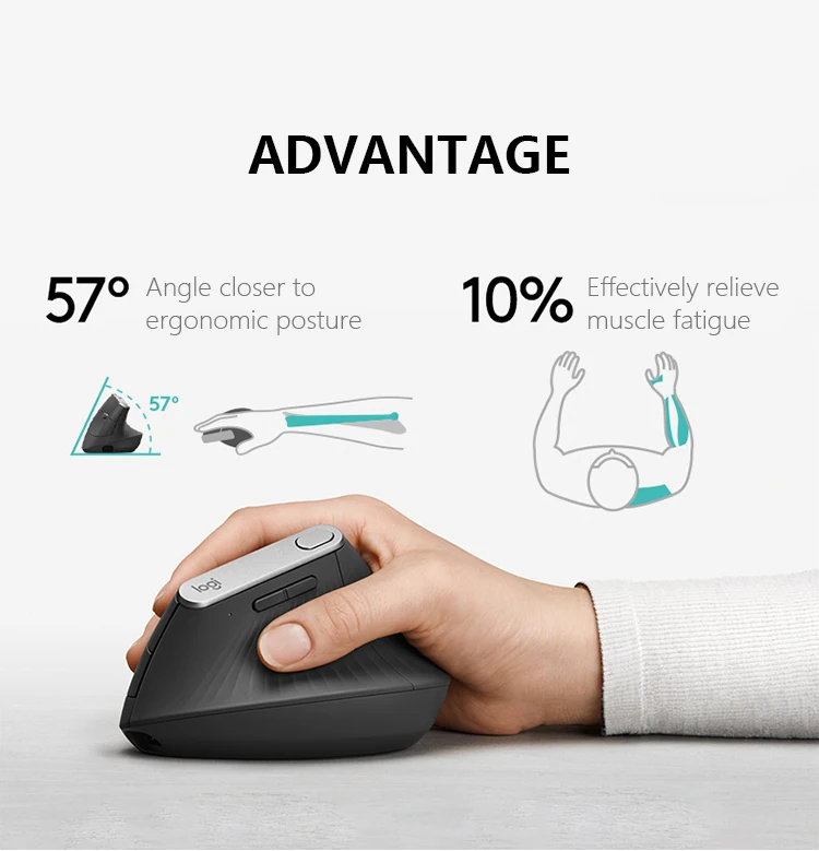 Logitech MX Vertical Mouse - Ergonomic, Wireless Comfort