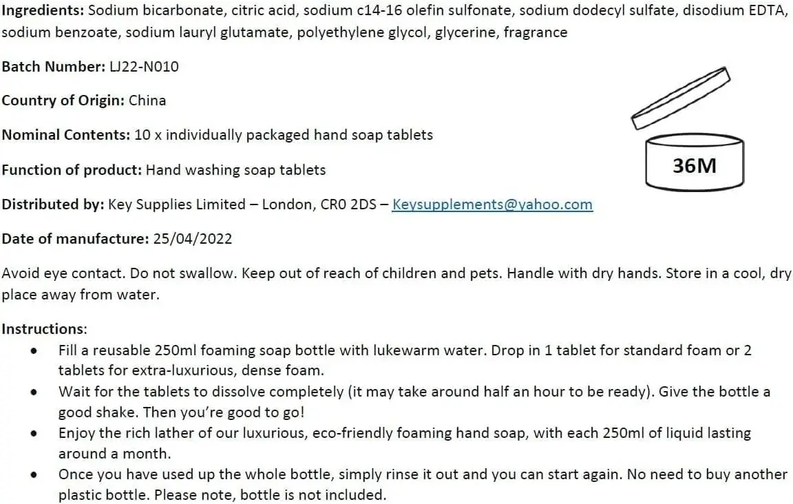 Foaming Effervescent Liquid Soap Tabs Eco Foam For Hands & Body Washing ...