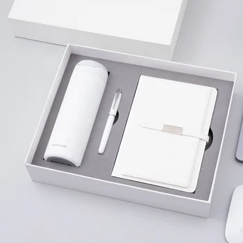 Custom Diary Luxury White Pu Leather Notebook Gift Box Set Business ...