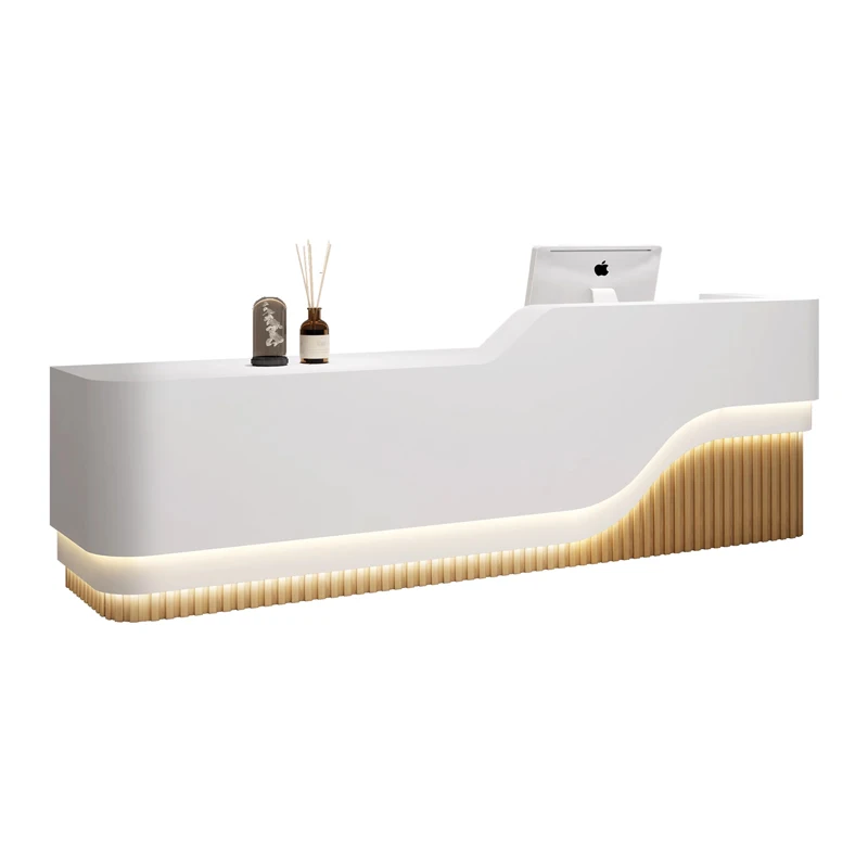 Luxury White Front Desk Counter Reception Desk Modern Solid Surface ...