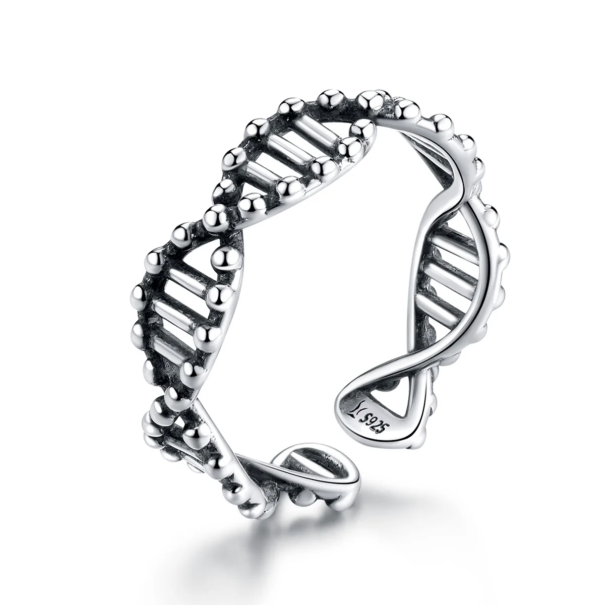 Double Helix Twisted DNA Shaped Women Jewellery Ring Adjustable 925 ...