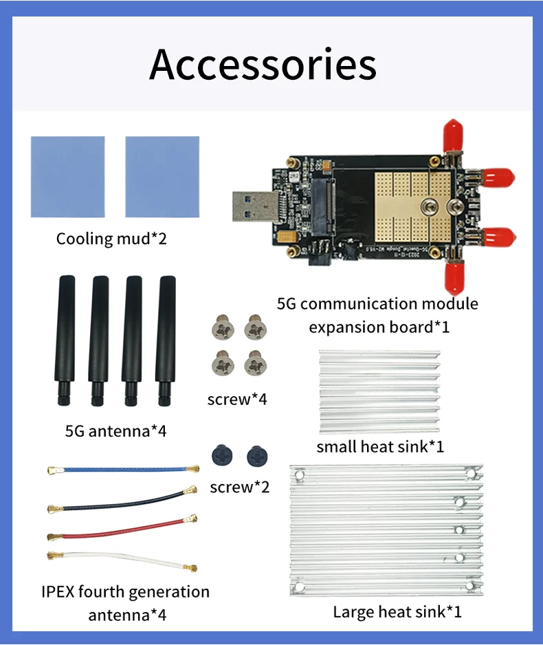 5g Iot Board Usb3.1 5g Module With 5g Antennas With Heat Sink ...