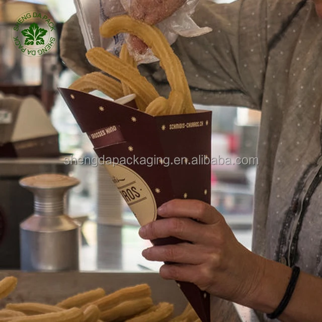 Grease Resistant Paper Churros Bag Cone Holder - Custom Size