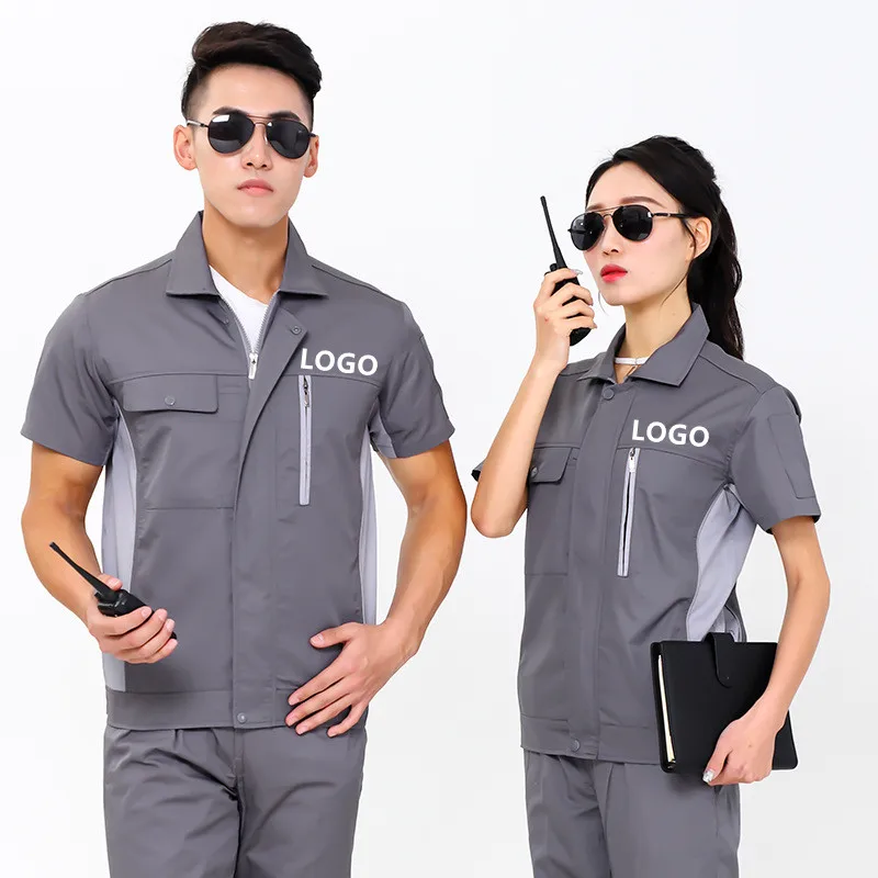 Short Sleeve Fashion Factory Logistics Garage Outfit Uniforms Men Women ...