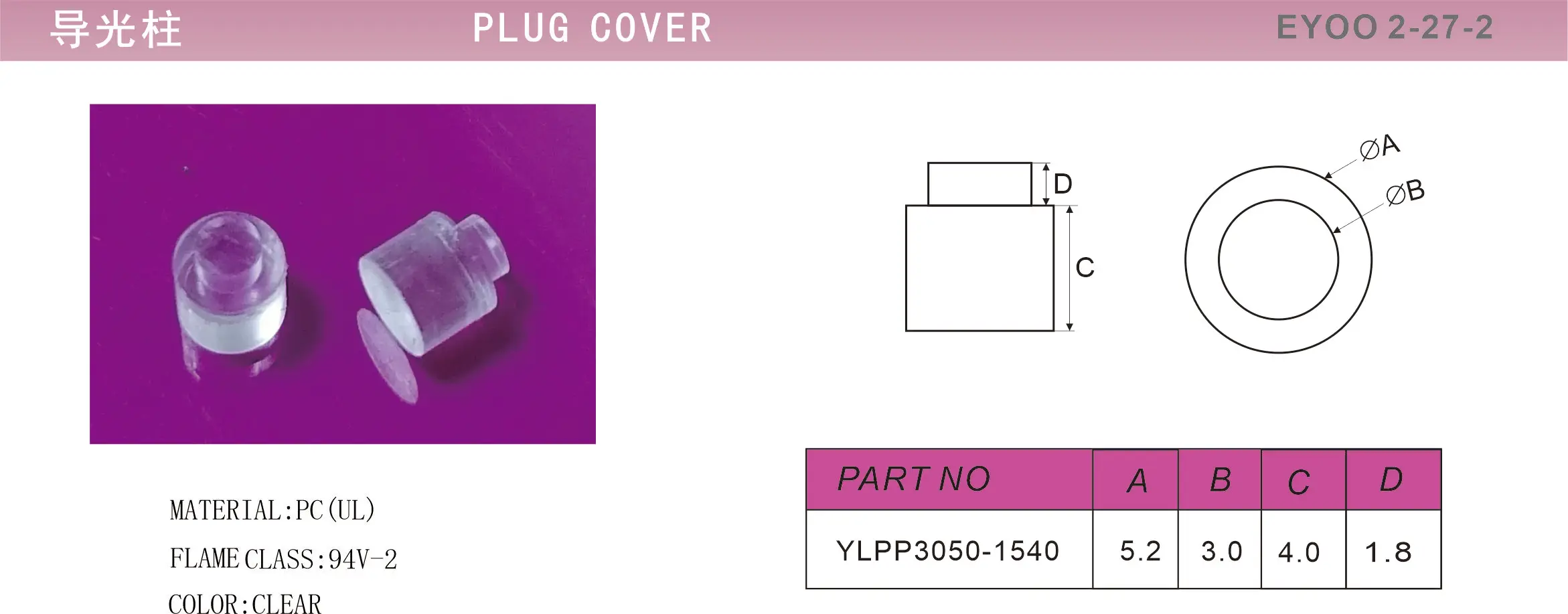 EYOO Light Pipe - Transparent PC Spacer for LED Lights
