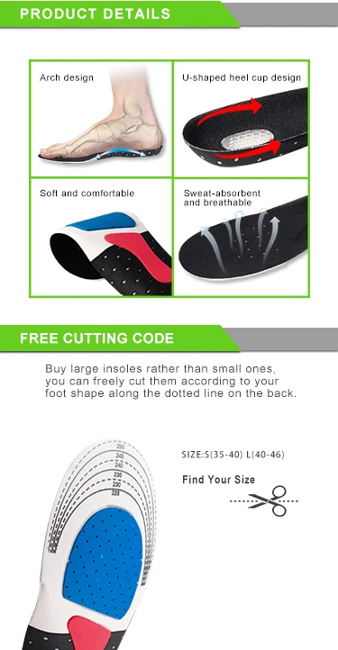 Joghn Functional Eva Shock Absorb Foot Care Gel Anti-slip Sport Flat ...