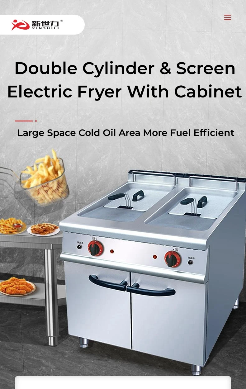 Electric Deep Fryers 24kw Commercial Fryers Machine With Cabinet For ...