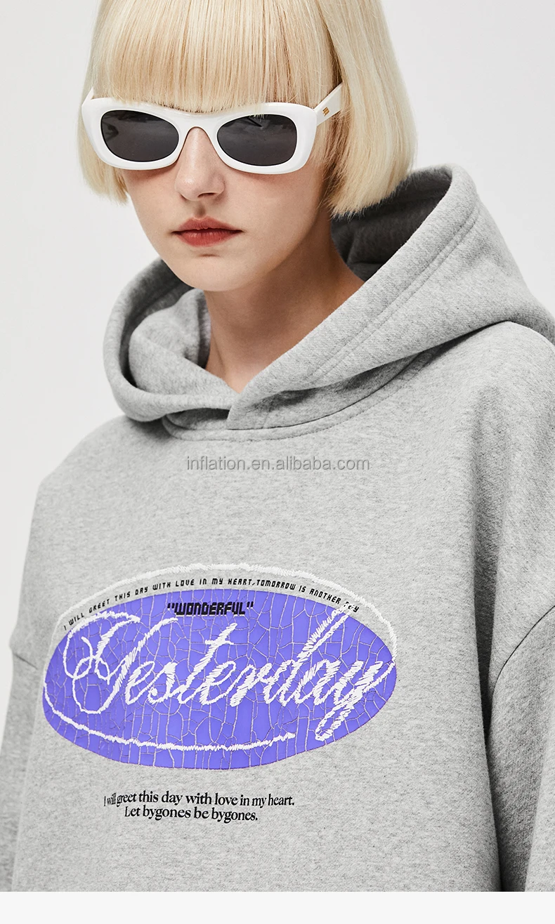 Custom Embossed Logo 400gsm Heavyweight Polar Fleece Hoodie Double ...