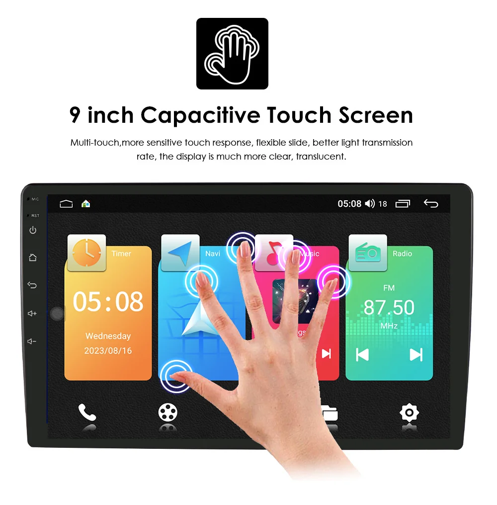 Universal Android Car Player - 9" Touch Screen Stereo