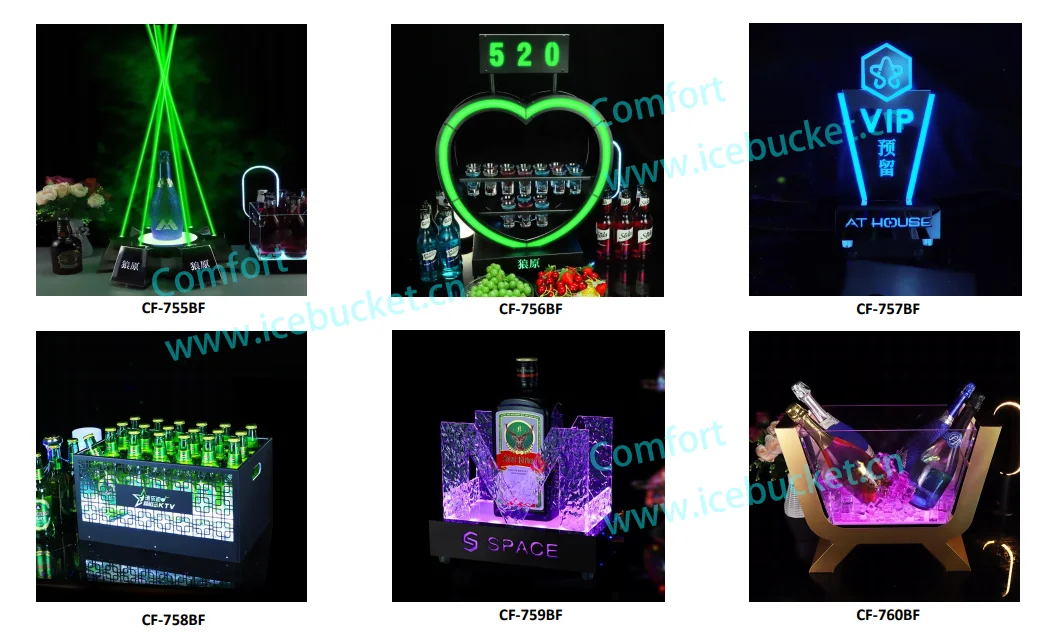 Rechargeable Plastic Acrylic Night Club Bar Lighted Liquor Beer Wine Whiskey Bottle Holder Stand ...