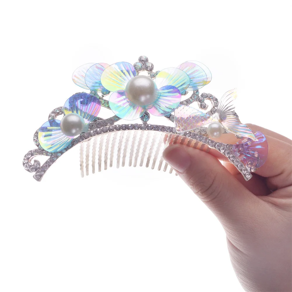 Wholesale Mermaid Kids Crown Hair Comb for Princess Party