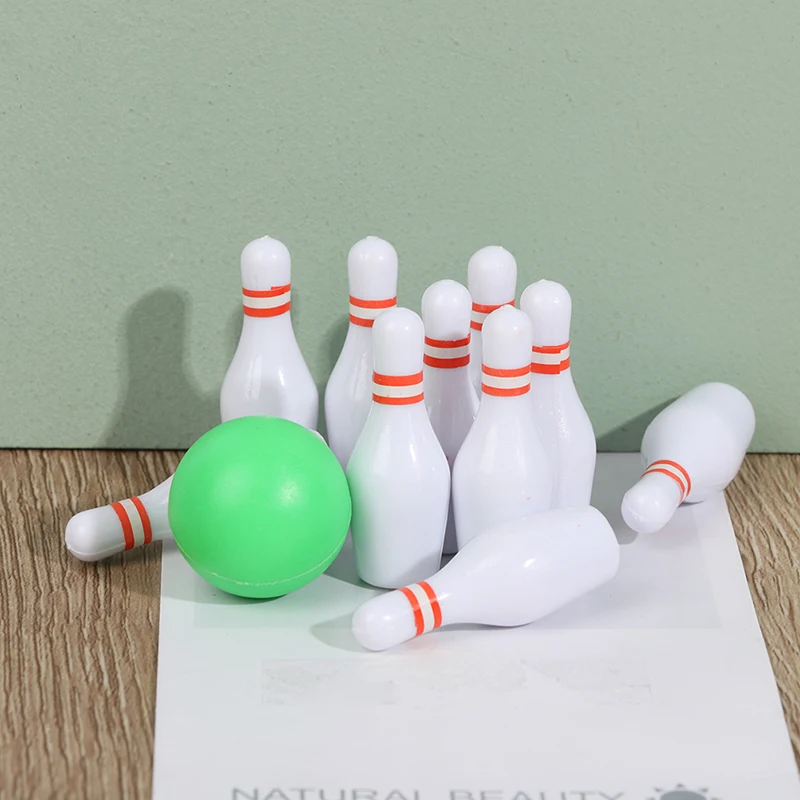 1set(2*ball+10*bottle) 1:12 Dollhouse Miniature Mini Bowling Set Model ...